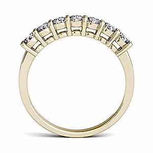 14K Yellow Gold 3.0mm Moissanite by Charles & Colvard Seven Stone Band- size 7 0.70cttw DEW