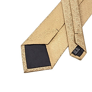 Dubulle Solid Color Mens Gold Necktie with Handkerchief Cufflinks Gold Ties Set for Men and Pocket Square Suit Ties Wedding
