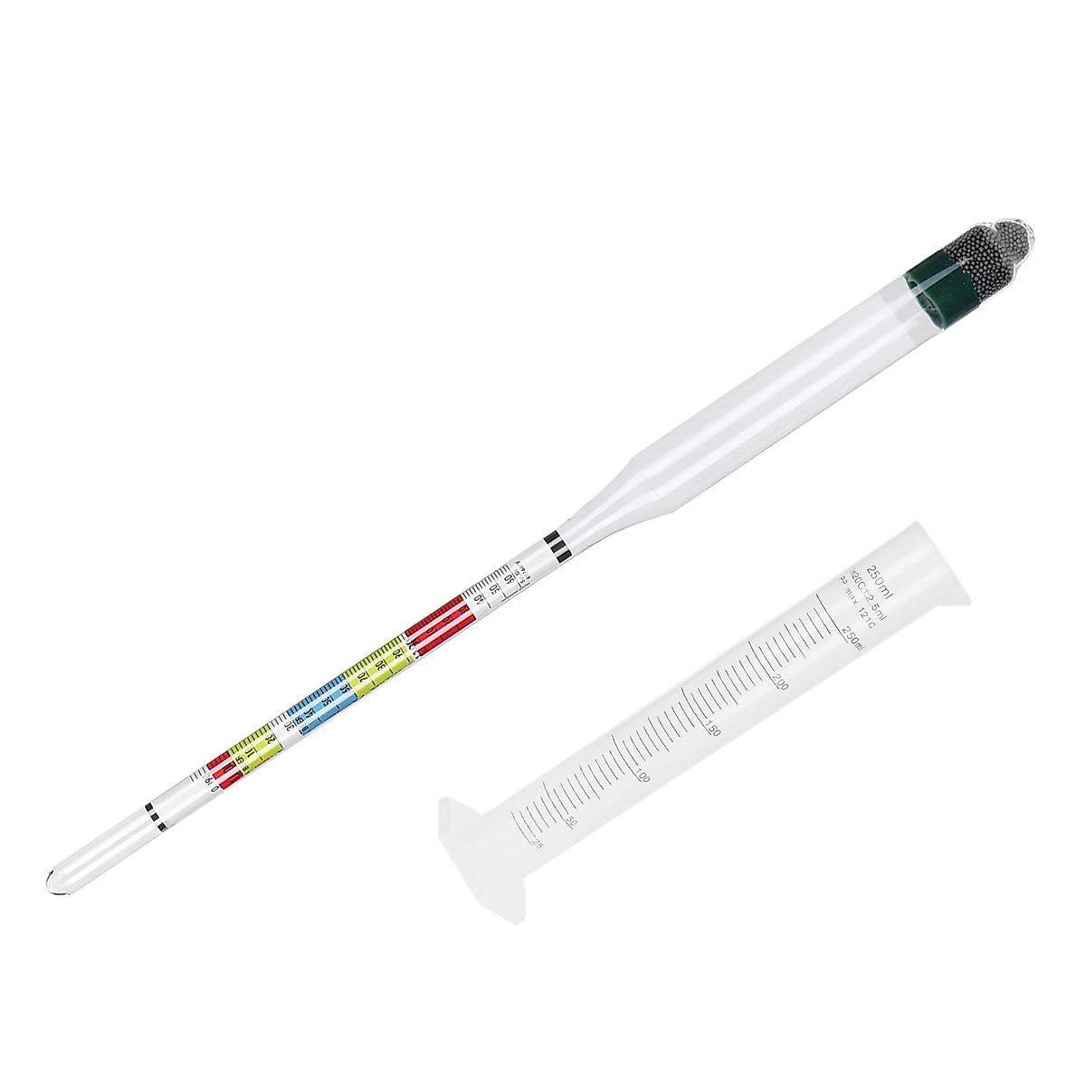 BORDSTRACT Hydrometer Alcohol 0-200 Proof Hydrometer Alcohol, Triple Scale Hydrometer for Home Brew Beer, Wine, Mead and Kombucha