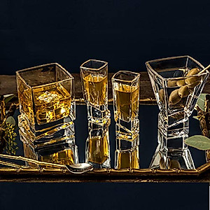 JoyJolt Carre Shot Glasses Square Heavy Base Shot Glass Set Of 4, 1.8-Ounce