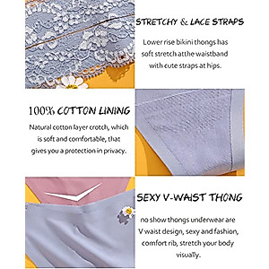 FINETOO Seamless Thongs for Women 6 Pack Sexy V-Wasit Women's Underwear No Show T-back Underwear for Women Panties
