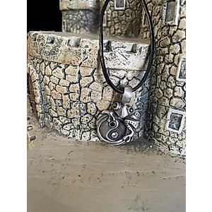 Jewelry Trends Frog on Yin Yang Pewter Pendant Necklace 18" Leather Cord