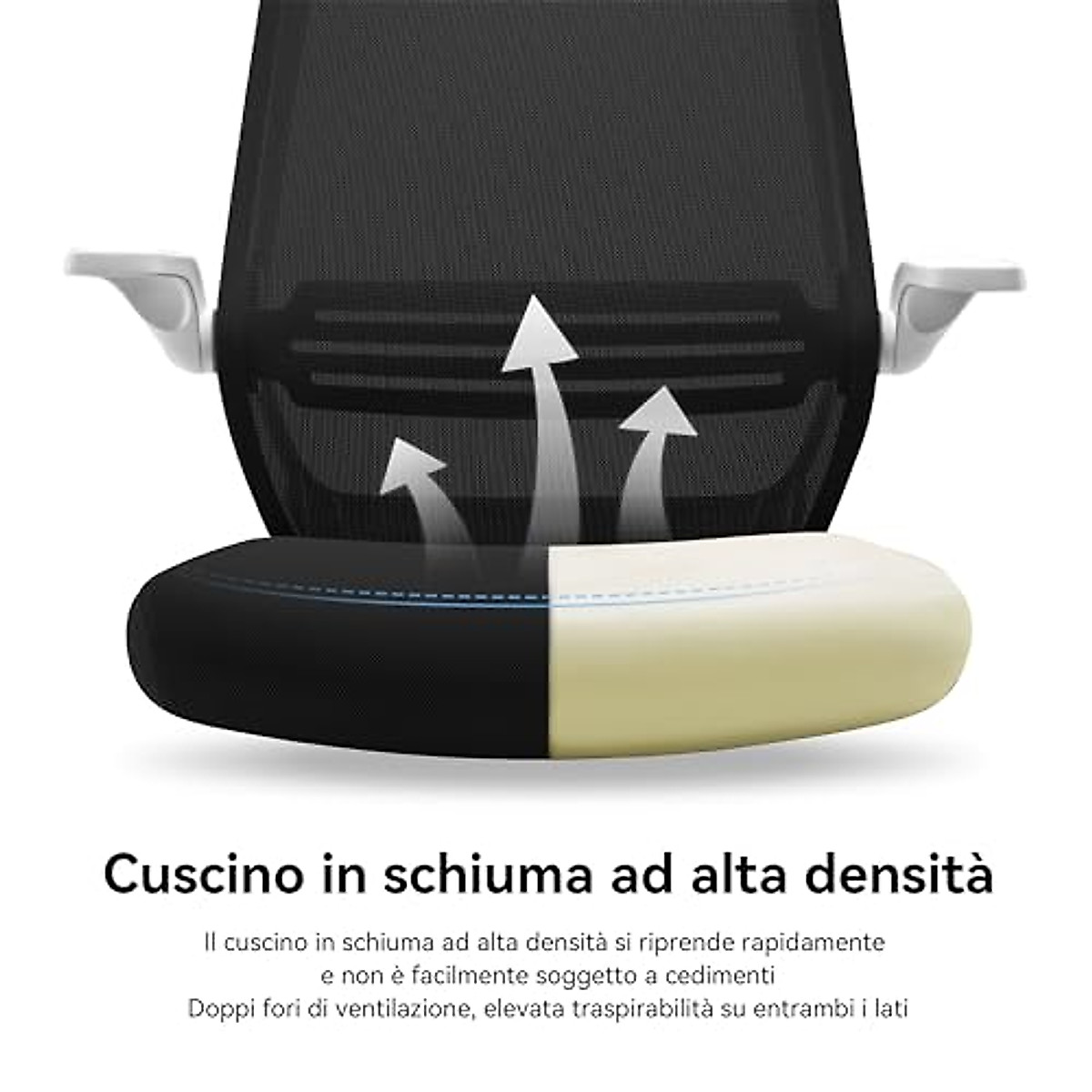 SIHOO Ergonomic Office Chair, Swivel Desk Chair Height Adjustable Mesh Back Computer Chair with Lumbar Support, 90° Flip-up Armrest (Black)