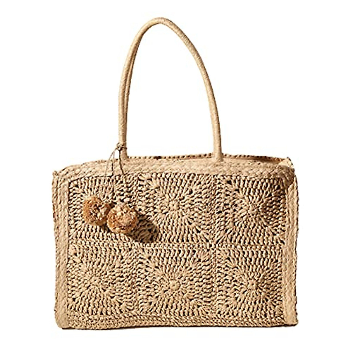 Women’s Handwoven Straw Beach Bag Chic Purse Summer Vocation Straw Tote Handbag Lightweight Hobo Tote