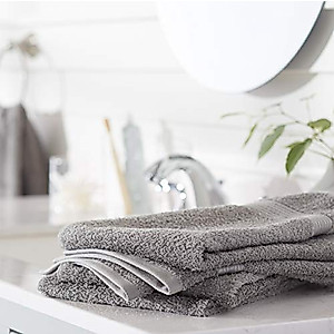 Amazon Basics Fade-Resistant Cotton Hand Towel - 6-Pack, Gray
