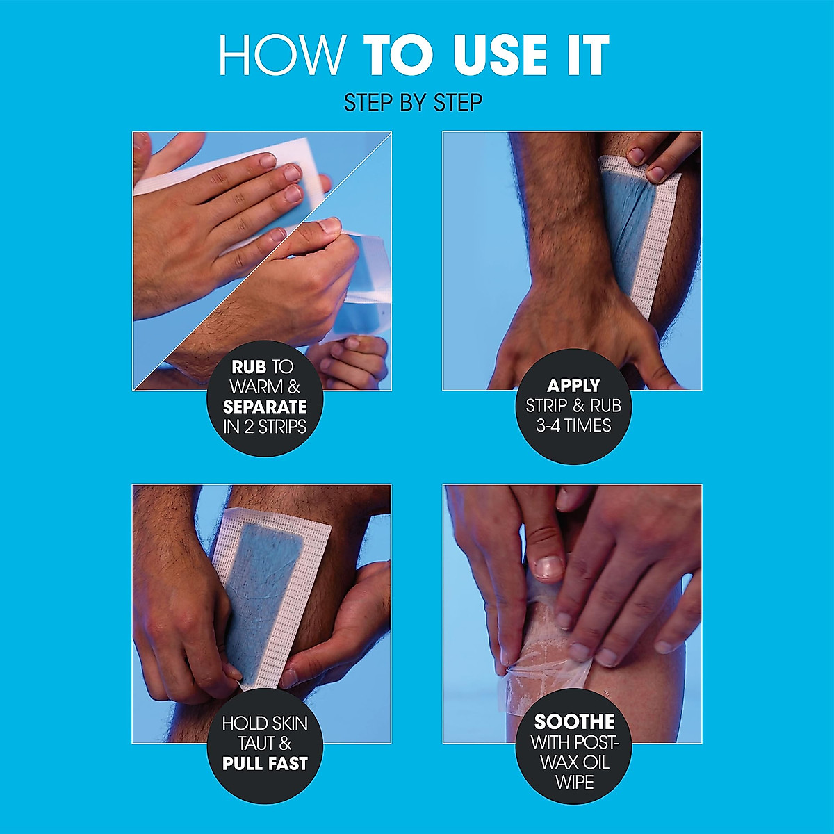 Nad's For Men Body Wax Strips - Wax Hair Removal For Men - At Home Waxing Kit With 20 Waxing Strips + 2 Calming Oil Wipes