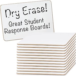Really Good Stuff Mini Non-Magnetic 6" by 9" One-Sided Dry Erase Boards - Set of 12