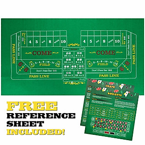 Brybelly Double-Sided Craps Table & Roulette Casino Felt | Convenient, Space-Saving 36" x 18" Roll-up Casino Gambling Tabletop Mat | Smooth 2mm Mini-Felt for Coffee Table Texas Hold 'Em & Blackjack