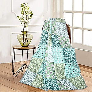 Quilted Decorative Patchwork Throw Blanket Multi Color Super Soft 100% Cotton Warm Indian Vintage Quilt for Sofa and Couch 50 x 60 Inches