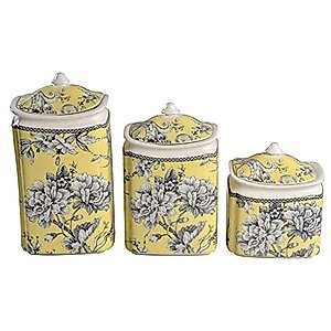 222 Fifth Adelaide Yellow 3 Piece Canister Set