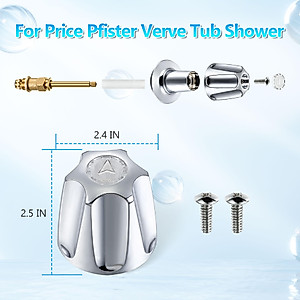 Enhon Faucet Handles, 2 Piece Hot and Cold Faucet Knobs Compatible with Price Pfister Verve Tub Shower, Include 2 Faucet Handles and 2 Screws for Remodeling Trim (Chrome)