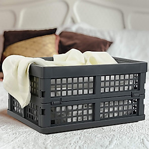 Nesmilers 3 Packs Plastic Collapsible Crates, Folding Bin, 15 L Foldable Crates