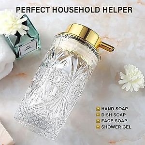 LEICURACE Glass Foaming Hand Soap Dispenser,Foaming Soap Dispenser for Bathroom,Clear Soap Dispenser with Pump (Sun Patteren)