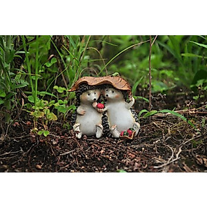 Top Collection Enchanted Story Fairy Garden Hedgehogs Sharing Outdoor Statue