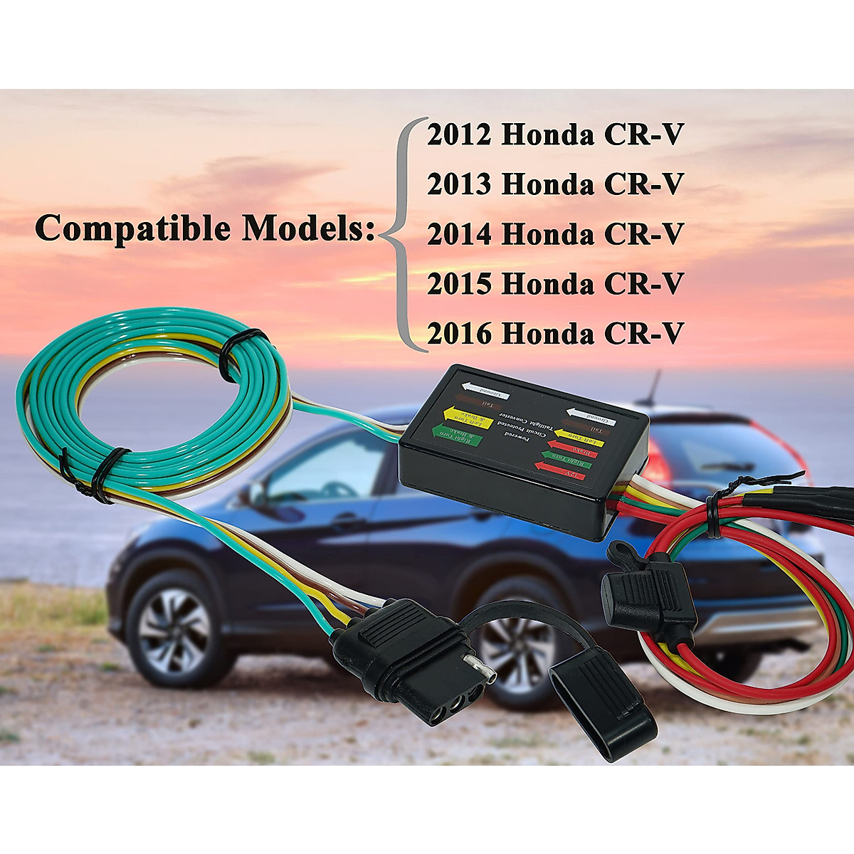 Oyviny Vehicle-Side Custom 4 Way Trailer Wiring Harness 56158 for Honda CR-V 2012-2016, Plug and Play Trailer Hitch Wiring for CRV