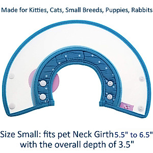 Pet Plastic Clear Cone Recovery E-Collar with Dots Design Soft Edge for Small Dogs & Cats (Small, Blue)