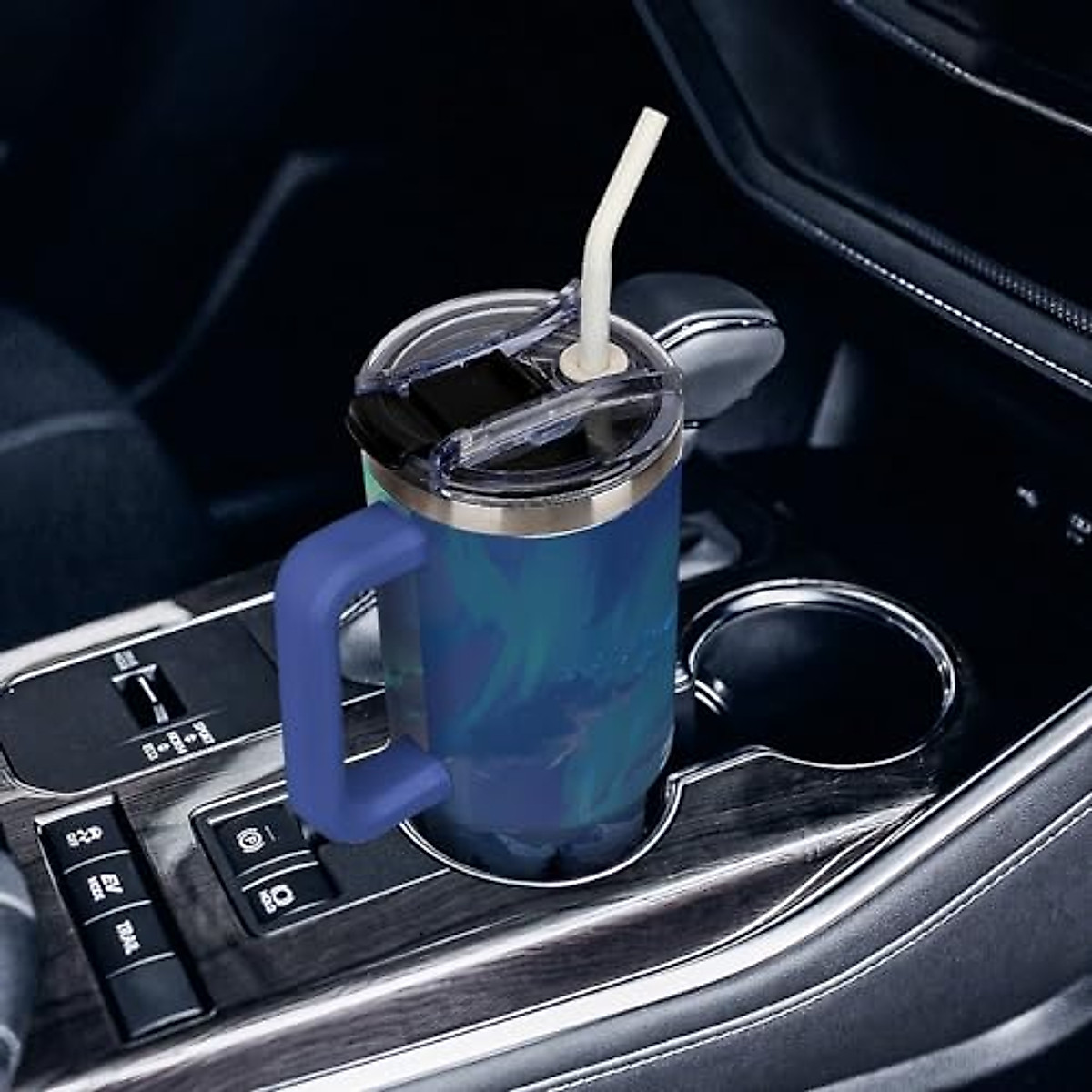 Flying Dragon 40 Oz Tumbler Insulated Stainless Steel Water Bottle Travel Mug Car Cup with Handle And Straw