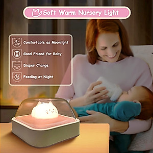 AVSMGP Nursery Night Light, Baby Night Light for Breastfeeding and Sleep Aid, Portable Battery Powered Bedside Nightlight, Touch Control Dimmable Nursery Lamp, Cute Cat Gifts for Cat Lovers,Pink