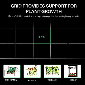 VIVOSUN 5 x 15 ft. Plant Trellis Netting, Heavy-Duty Polyester Grow Net, Garden Trellis Netting with Square Mesh for Climbing Plants, Vegetables, Fruits, and Flowers, 1-Pack