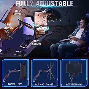 MOUNTUP Pink Dual Monitor Desk Mount& Gaming Single Monitor Stand Fully Adjustable Bundle for Computer Screen up to 32 inch, Holds up to 17.6lbs