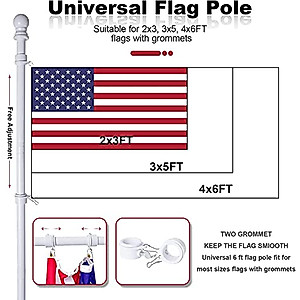 yacawa Flag Pole Kit for House with Holder Upgraded Tangle Free Flagpole Rings 5ft Stainless Steel Flagpole Wall Mounted American White Flagpole for Residential Garden Yard Truck with Bracket