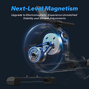 Rowing Machine, MERACH Bluetooth Magnetic Rower Machine with Dual Slide Rail, 16 Levels of Electromagnetic Resistance, Max 350lb Weight Capacity, App Compatible, Rowing Machines for Home Use
