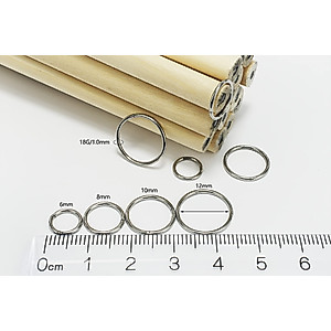 18G Surgical Steel Nose Rings Hoop Hinged Clicker Segment Helix Cartilage Daith Tragus Earrings Body Piercing Jewelry for Women Men Girls 6mm 8mm 10mm 12mm 4 pairs, Metal, No Gemstone