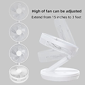Astaowl Portable Foldable Fan,10800mAh Rechargeable Standing Fan,USB Desk Fan,4 Speed,Battery Operated Fan,Remote Controller,Quiet Telescopic Fan for Office Bedroom Outdoor Travel Camping Fishing