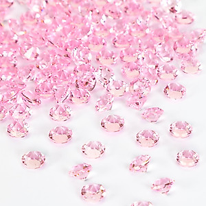 OUTUXED 1500pcs Pink Diamonds 0.3"(8mm) Crystal Gems Plastic Decor Vases Filler Light Crystal Clear Diamond for Party Decoration Table Scattering Wedding Bridal Shower