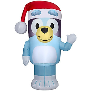 Bluey Christmas Airblown Inflatable in Santa Hat Bluey, 3.5 ft Tall, Blue
