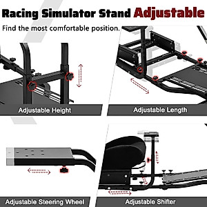 Supllueer Racing Simulator Cockpit with Black Racing Seat Fit for Logitech G29 G923 G920,ThrustmasterT248 T300RS TX F458 T-GT T128, Adjustable Racing Wheel Stand No Wheel Pedal Shifter