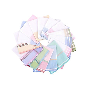 La closure Womens Colored Stripe Border Soft 100% Cotton Handkerchiefs Bulk Pack