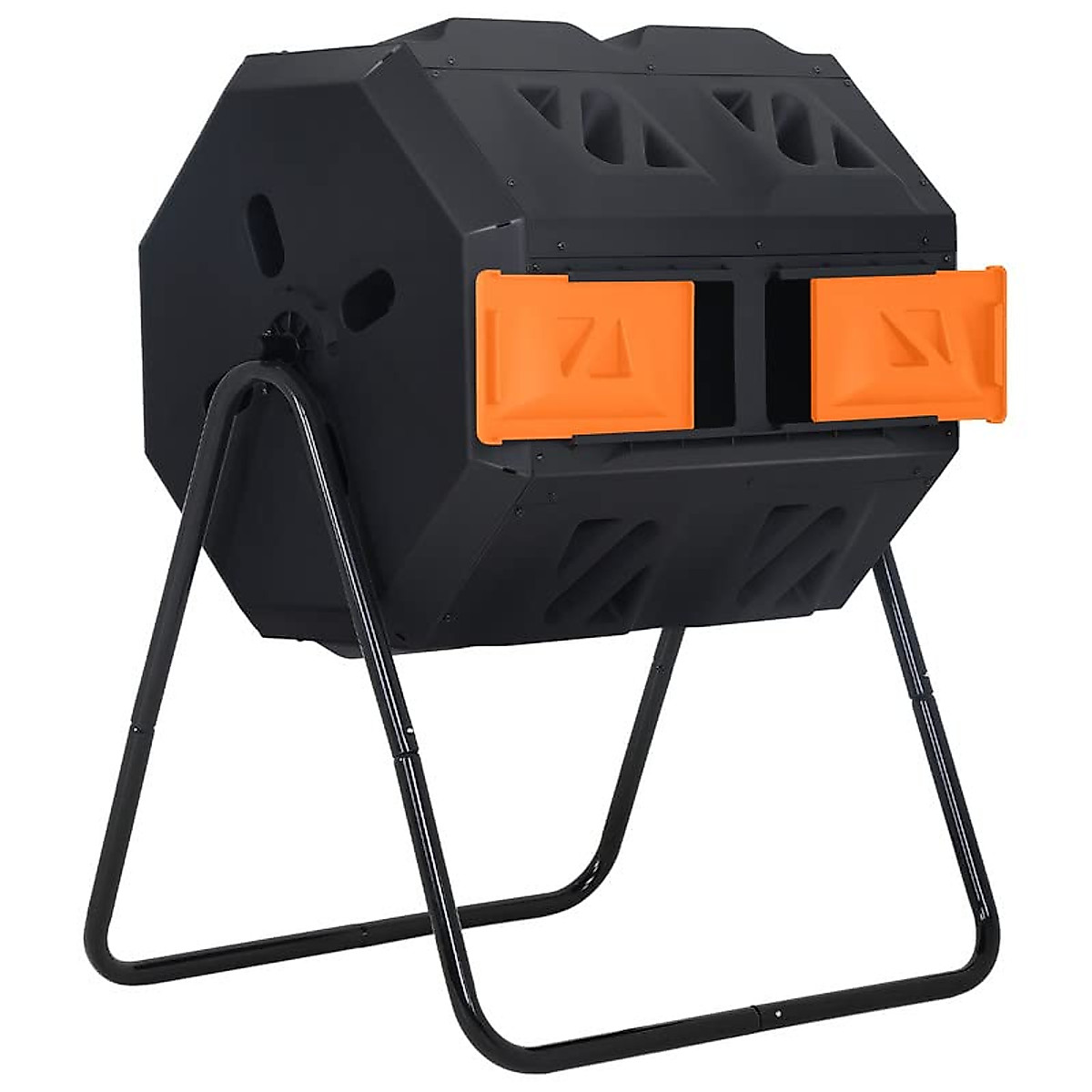 MGHH Outdoor Composting Bins, Tumbling Composter Dual Rotating Batch Compost Bin, for Yard Waster 43 Gallon- Orange Door