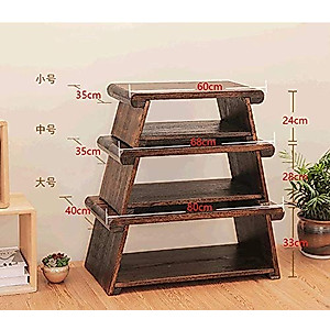 CHABUDAI Japanese Antique Tea Table Folding Legs Asian Floor Low Tea Table Wood (Middle: 68x35x28cm, ONE)