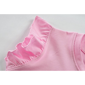 Baby Girls Ruffle Sleeve T-Shirt Toddler Easter Rabbit Ruffle Sleeve Short Top Pink 2-3T