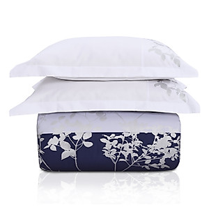 Superior 100% Cotton Duvet Cover Set, Soft 3-Piece Duvet Set, Includes 1 Duvet Cover with Button Closure, 2 Pillow Shams, Sydney Collection, King/California King Size, Blue