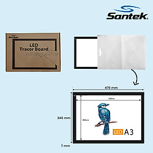 Santek A3 Eye-Friendly Dimmable LED Light Box for Tracing, Ultra-Thin Drawing Kit with Ruler, Magnets & Cable – Diamond Painting Art, Tattoo Stencils, Sketching, Animation & Artist Supplies