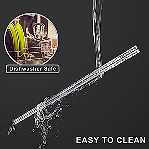 5 Pairs Stainless Steel Chopsticks JOMUCO Reusable Metal Chopsticks Dishwasher Safe Laser Engraved Pattern Chinese Korean Japanese Chopsticks Gift Set Easy to Use and Clean (Silver)