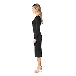 Dress the Population Women's Sonia Crepe, Knee-Length, Bodycon, Sweetheart Neck Dress, Black, Large