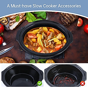 ACBOWE Silicone Slow Cooker Liners Fit Crock-Pot 6-7 Quart Oval Slow Cooker, Reusable Cooking Crock Pot Liner BPA-Free, Leakproof & Dishwasher Safe Slow Cooker Accessories for 6-7 Qt Crockpot – Black