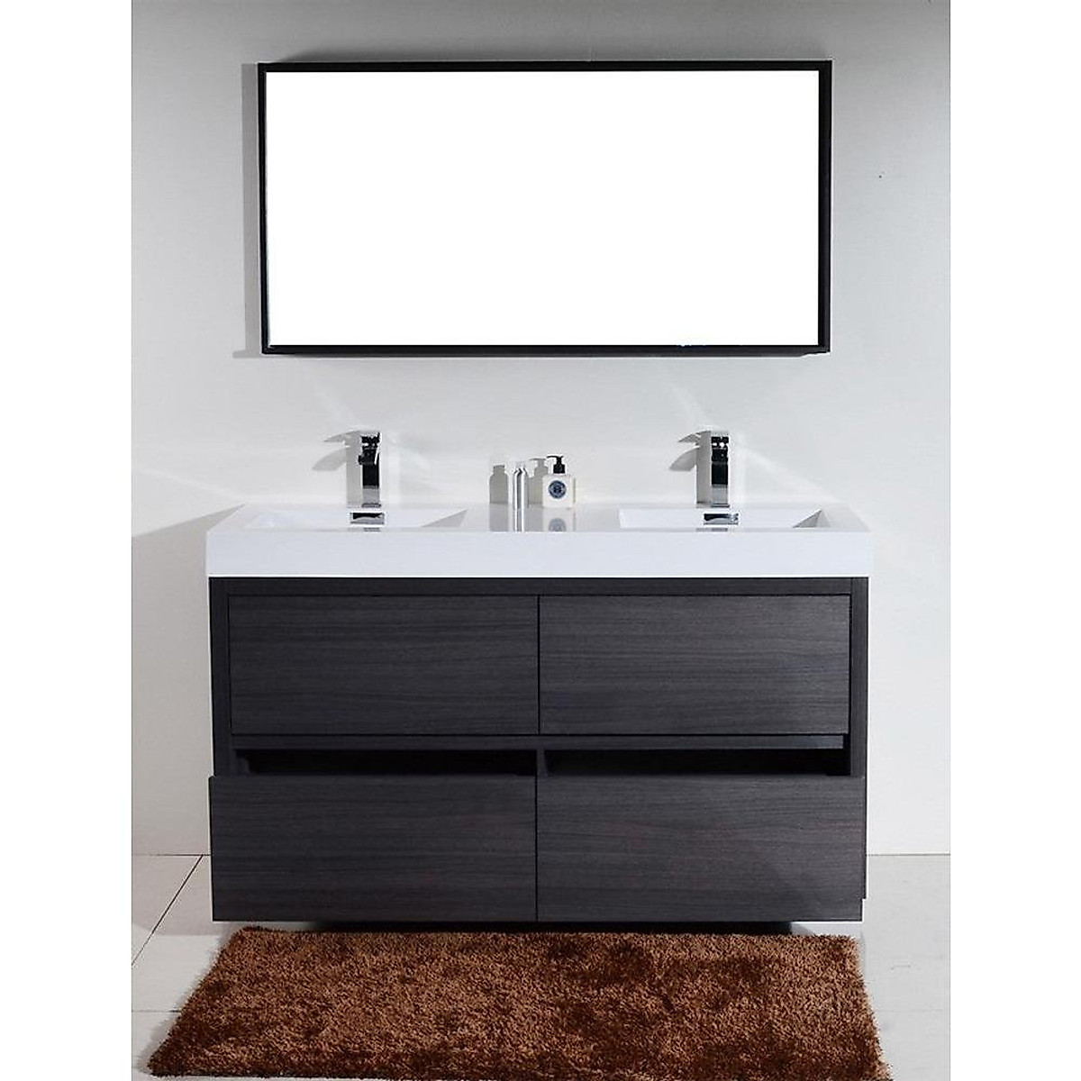 KubeBath Bliss 60" Gray Oak Double Sink Free Standing Modern Bathroom Vanity