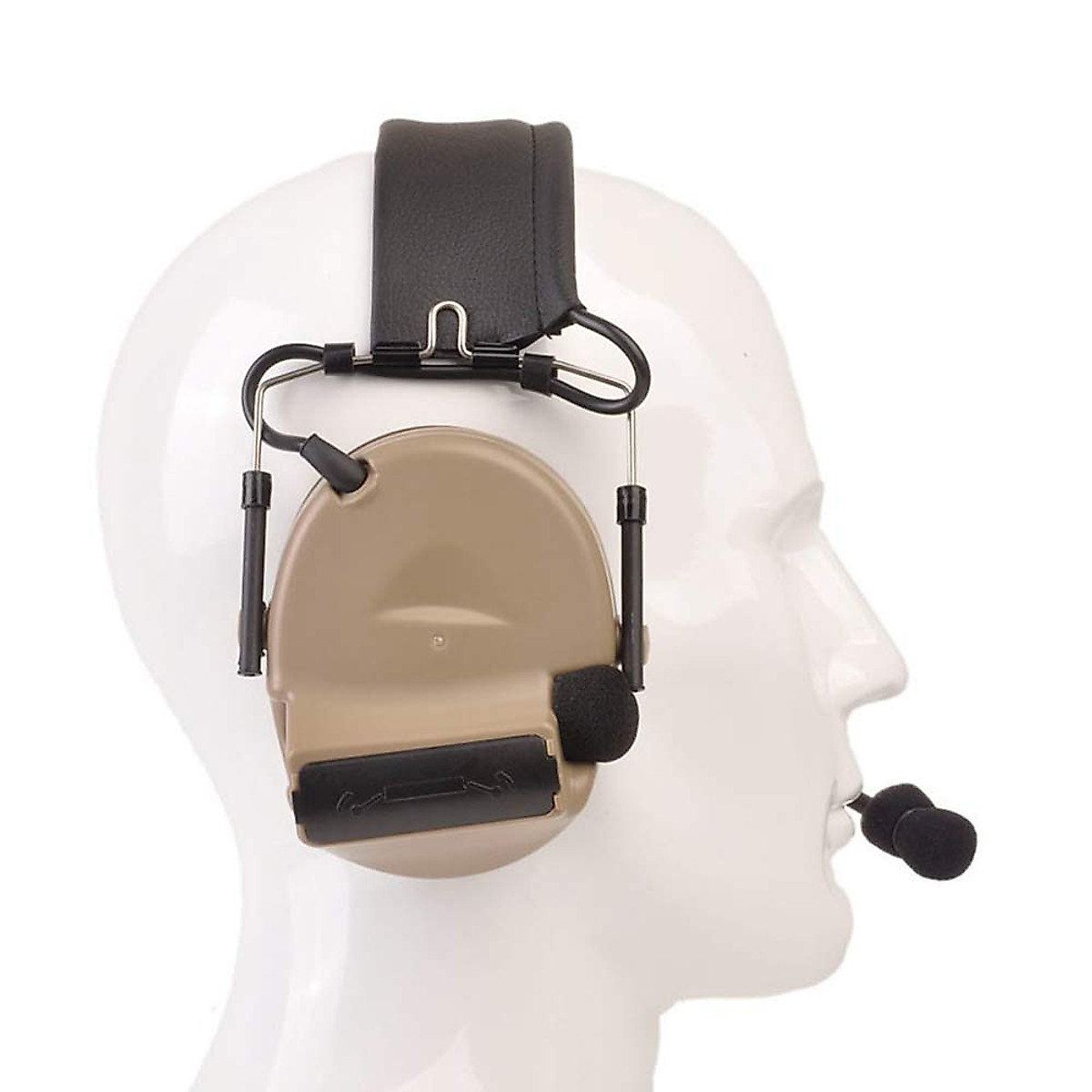 The Mercenary Company Closed-Ear Electronic Hearing Protection Earmuffs & Communication Headset (Tan)