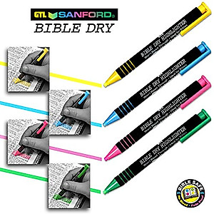 G.T. Luscombe Company, Inc. Bible Dry Highlighting Kit | No Bleed Eco-Friendly Refillable Dry Highlighters | No Sharpening | No Smearing or Fading | Vibrant Colors Yellow, Blue, Pink, Green (Set of 4)