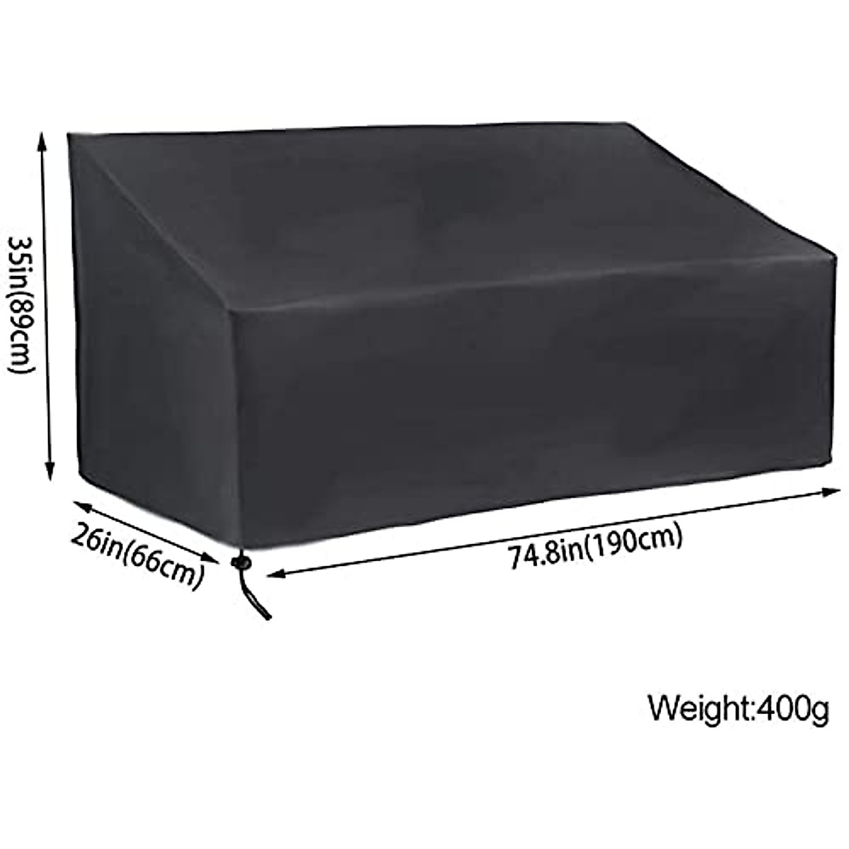 Aipwerer Patio Furniture Covers Black Garden Patio Sofa,Loveseat Bench Cover Heavy Duty Waterproof Table,Wind-Proof,With Anti-Ultraviolet Silver Coating Outdoor Furniture Set Covers (74.8in*26in*35in)