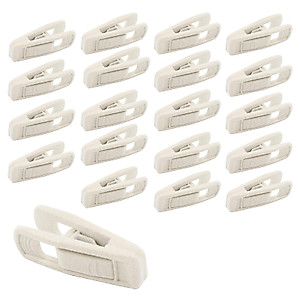 Hordion 20Pcs Ivory Velvet Hangers Clips, Strong Finger Flocked Clips, Felt Hangers Clips, Pants Hangers Skirt Hangers Velvet Clips for Thin Felt Hangers (Ivory)