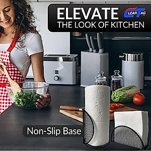 Countertop Paper Towel Holder Set with Table Napkin Holder and Trivet Mat for Hot Pots and Pans, Decorative Cast Iron Towel Stand for Kitchen Counter, Home Decoration Kitchen Accessories