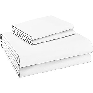 Purity Home 300 Thread Count Organic 100% Cotton Percale Sheet Set, Full White with Elasticized Deep Pockets Eco-Friendly & Breathable, Cooling Bed Sheets, 4 Piece Bedding Sheets Full Size Bed