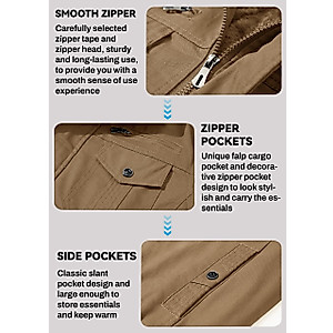 EKLENTSON Men's Warm Winter Coat, Khaki, X-Large