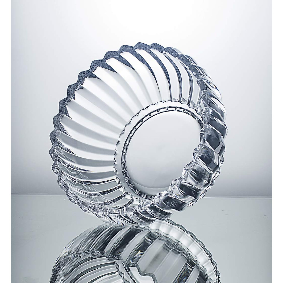 Modern-Depo Crystal Serving Bowl Glass Centerpieces for Parties Home Office Wedding Food Salad Fruit Snack Dessert Mixing Collection, 9 x 9 x 4.7 Inches