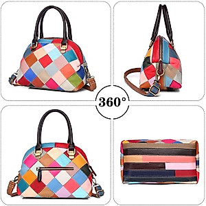 Eysee Tote handbag women Genuine Leather large capacity Multicolor for work, daily life and shopping (Multicolor 9)